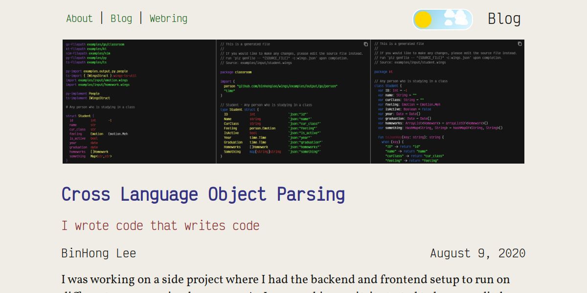 Cross Language Object Parsing - BinHong Lee's Blog