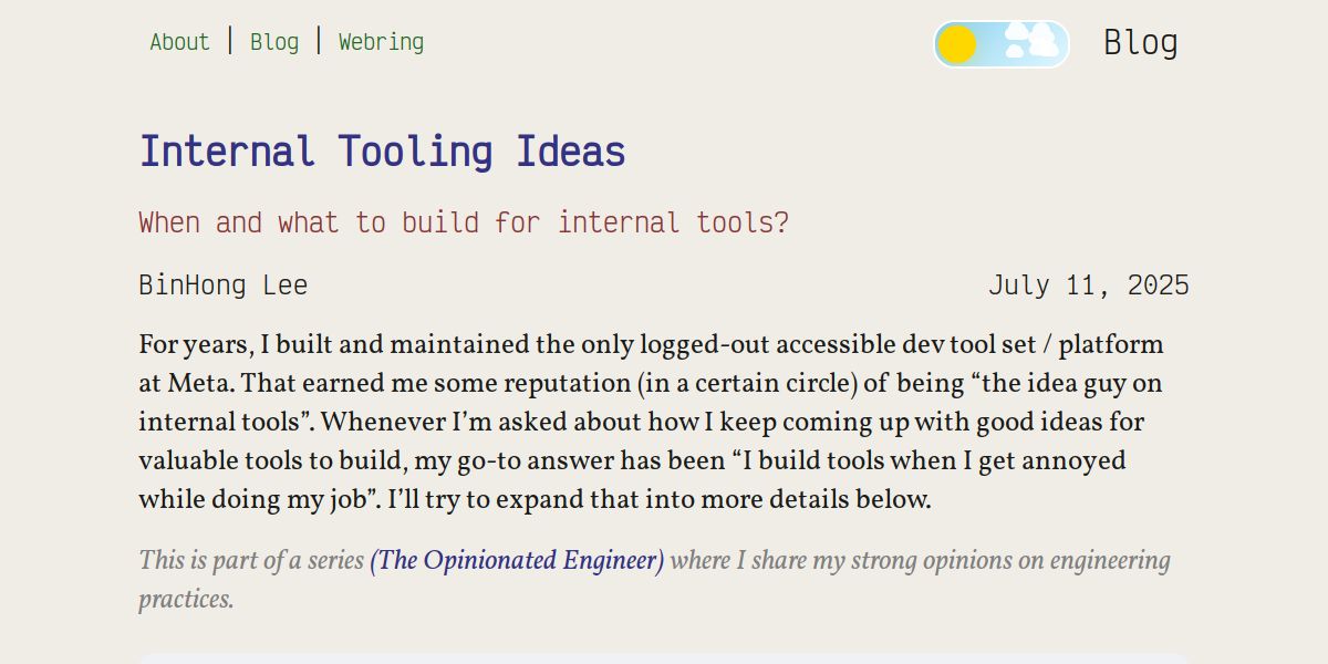 Internal Tooling Ideas - BinHong Lee's Blog