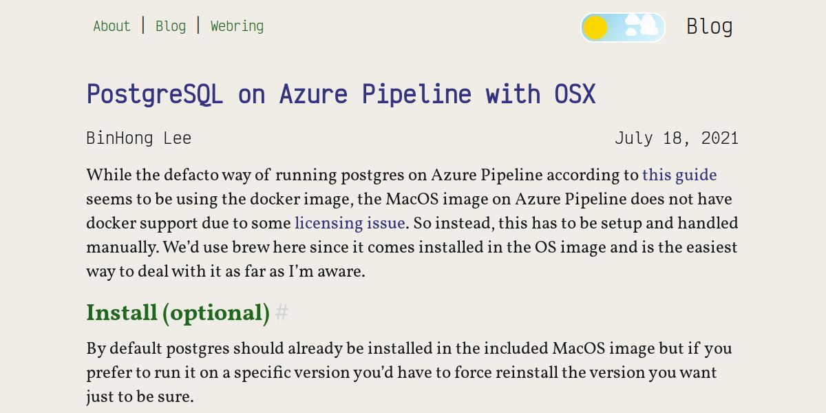 PostgreSQL on Azure Pipeline with OSX - BinHong Lee's Blog