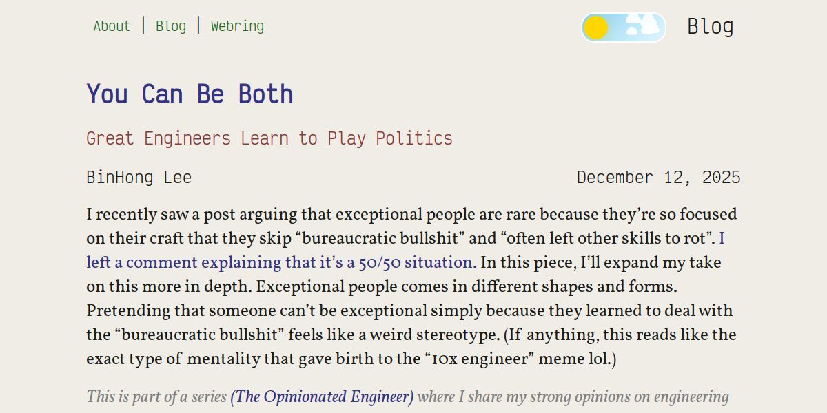 You Can Be Both - BinHong Lee's Blog